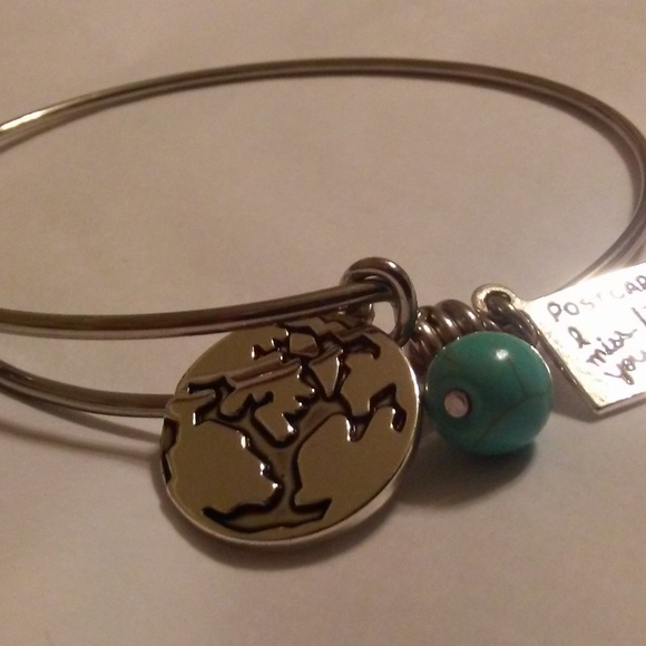 Jewelry | I Miss You Post Card Bangle Bracelet With Charms | Poshmark